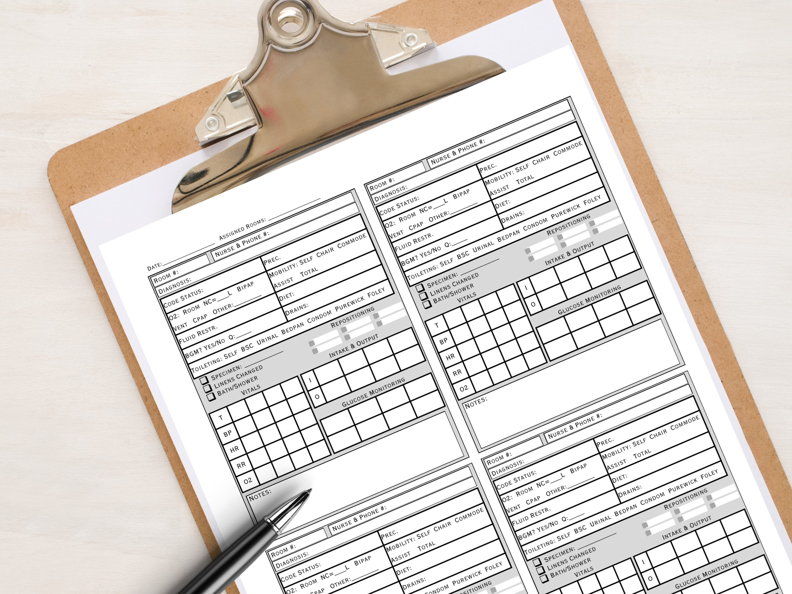 Cna/pct/nursing Assistant/tech Brain Sheet Report Notes Template 4 ...