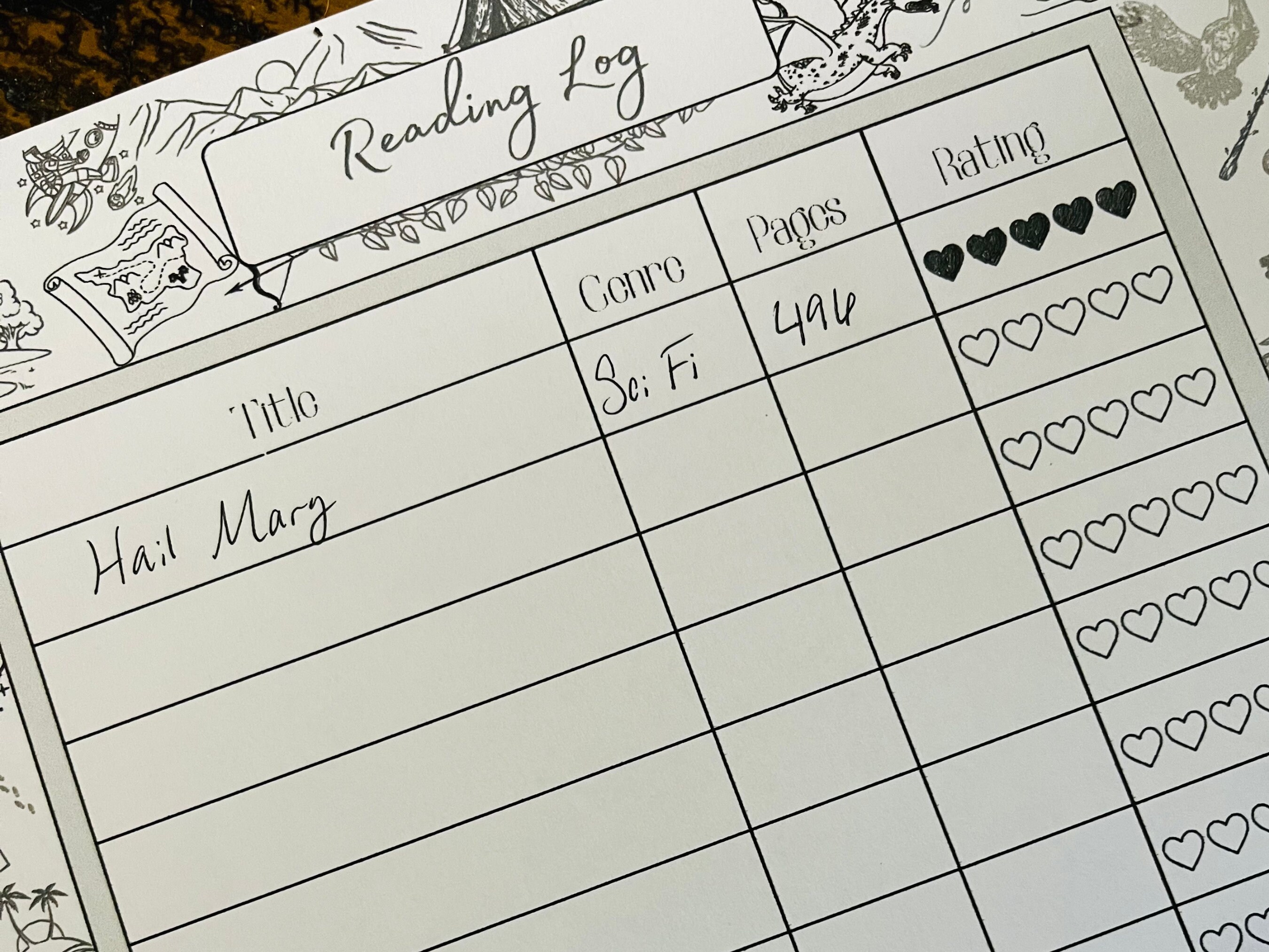 Book Reading Log Reading Tracker Journal Printable Digital - Etsy