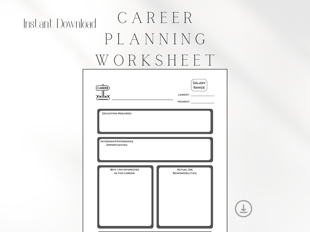 Career Job Planning Worksheet | Teen Student Planner Template Printable ...
