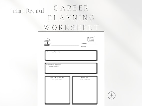 Printable Career Worksheets Career Worksheet Etsy
