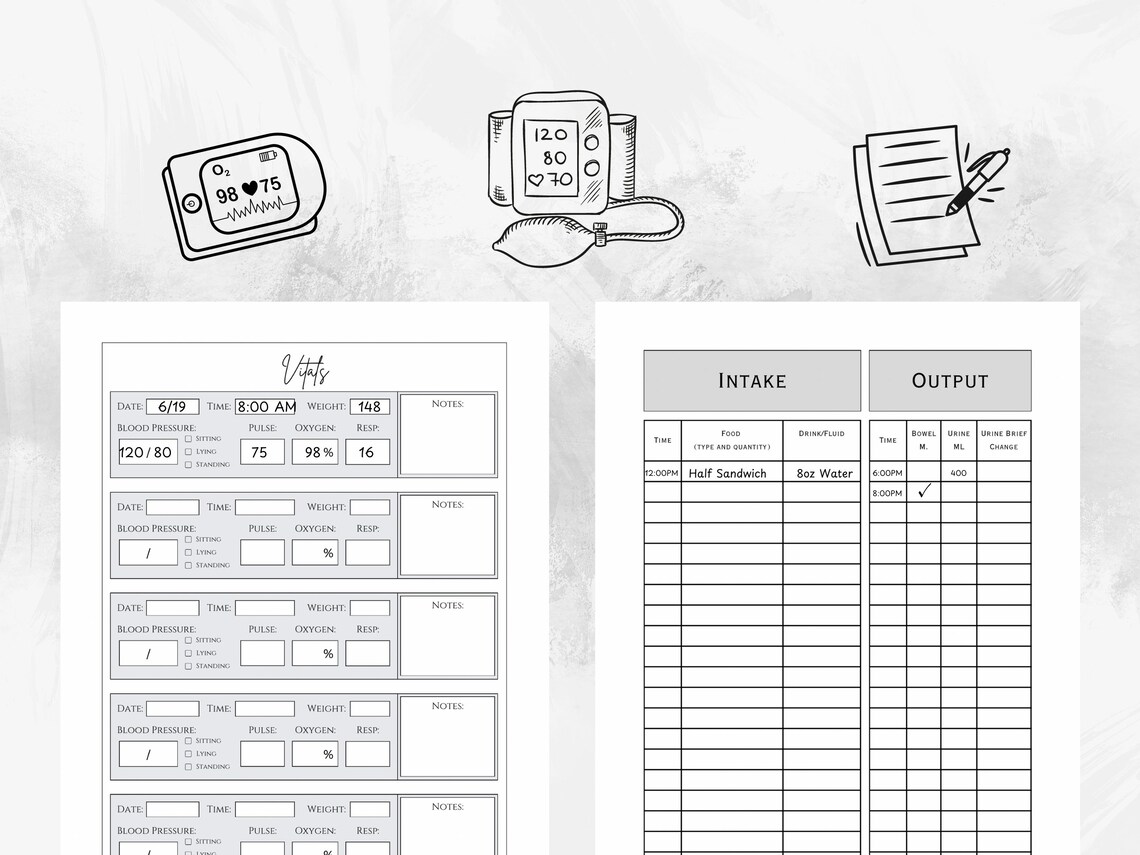 Home Health Tracking Log Bundle | Caregiver Hospice Worksheets With ...
