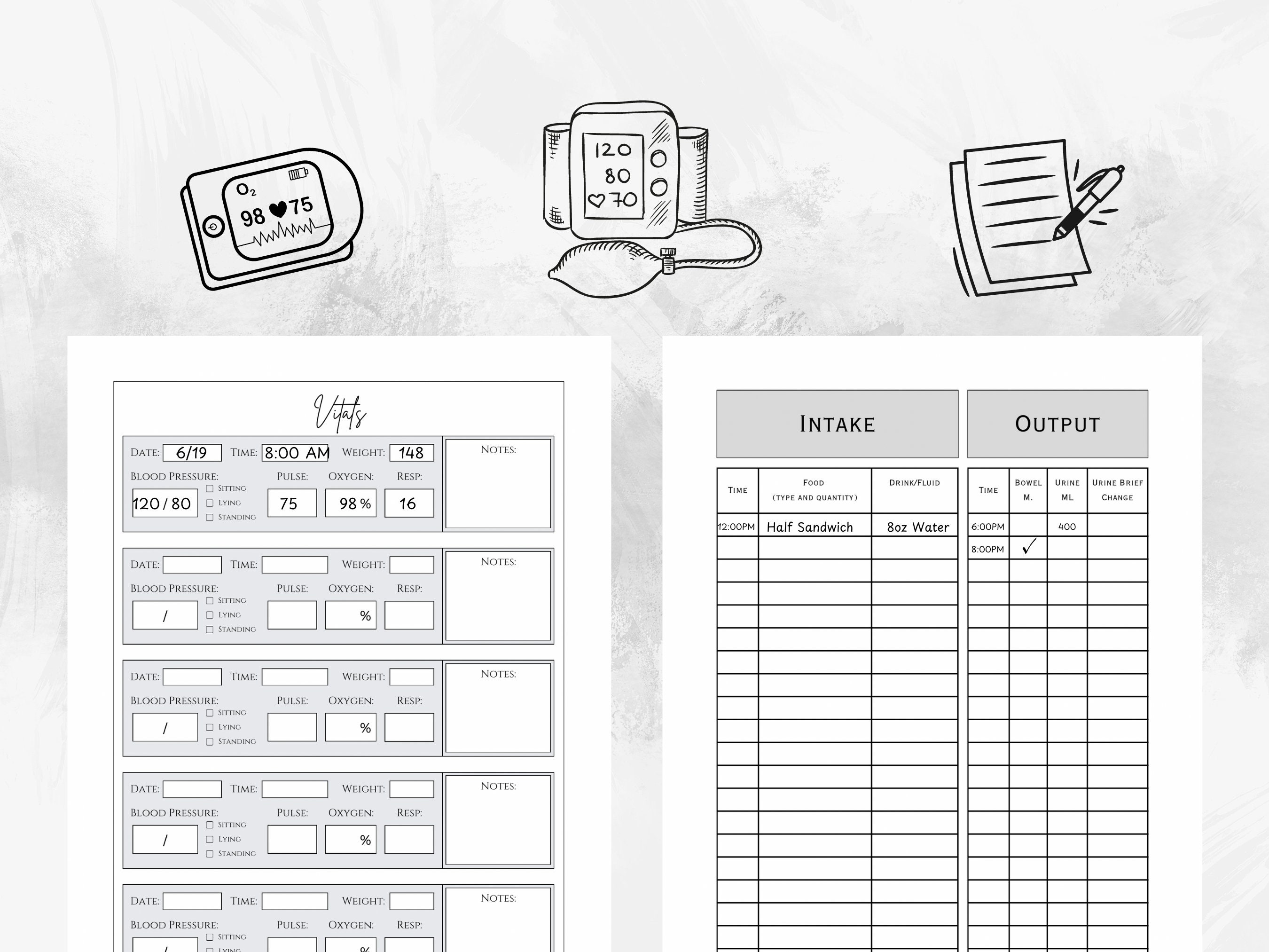Home Health Tracking Log Bundle | Caregiver Hospice Worksheets With ...