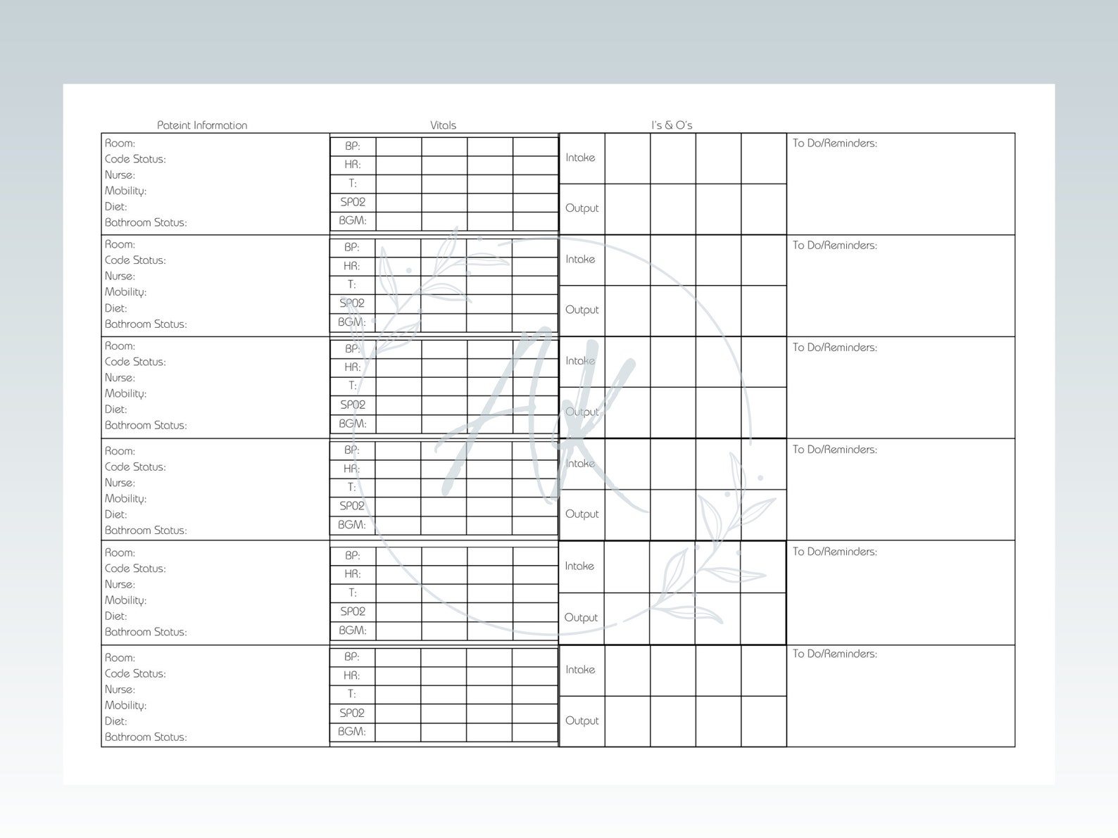 Cna/pct/tech Report Sheet, Shift Organizer and Planner | Nursing ...