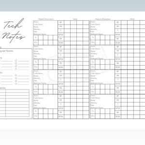 8 Patient Cna/pct/tech Report Sheet, Shift Organizer and Planner ...
