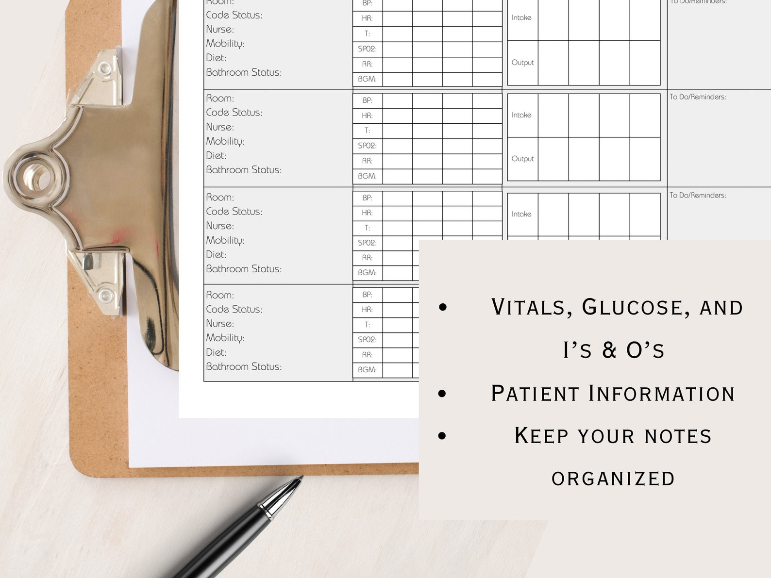 4 Patient Cna/pct/tech Report Sheet, Shift Organizer and Planner ...