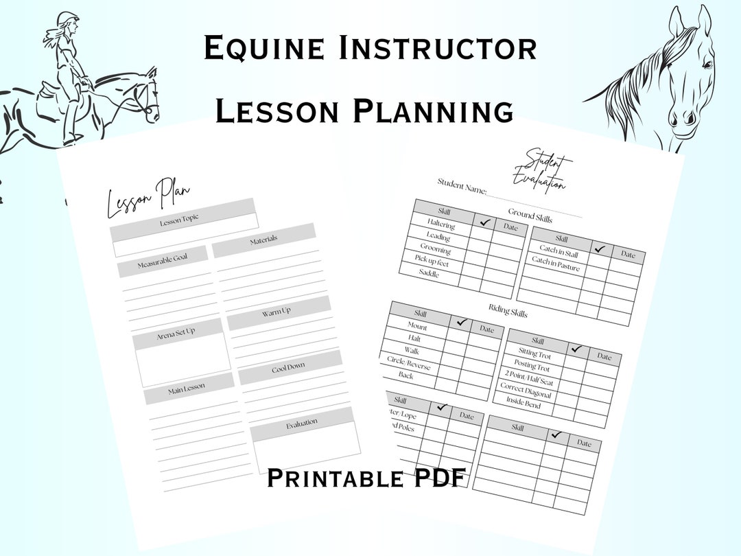Equine Riding Instructor Lesson Plan Printable | Horseback Riding ...