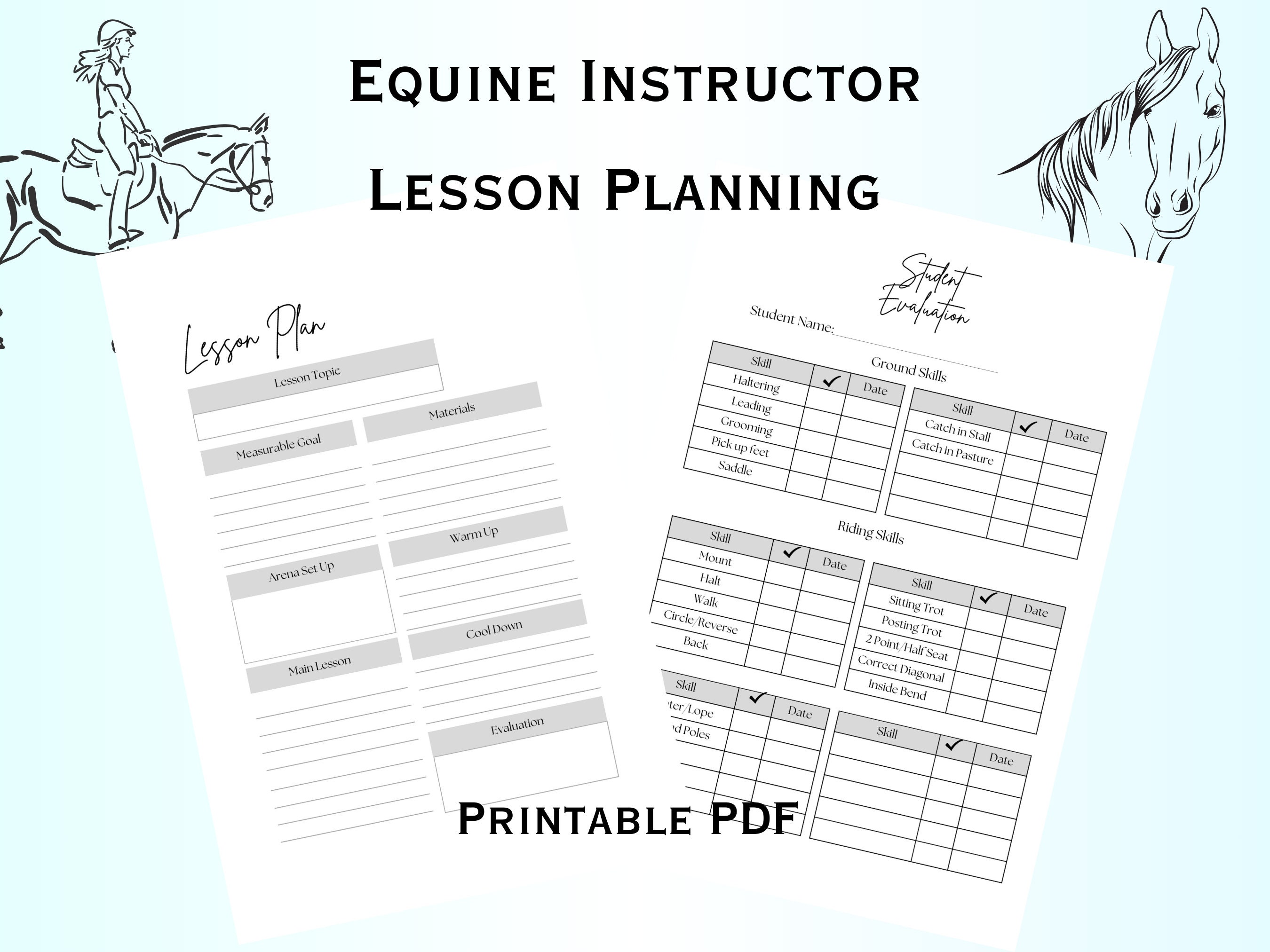 Equine Riding Instructor Lesson Plan Printable | Horseback Riding Planner | Digital PDF - Etsy