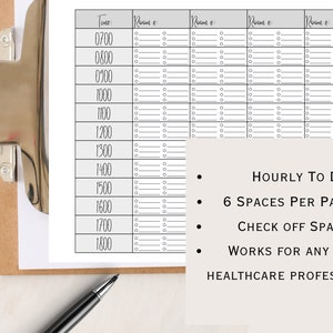 Nurse CNA Hourly Shift Schedule Med Pass to Do List - Etsy
