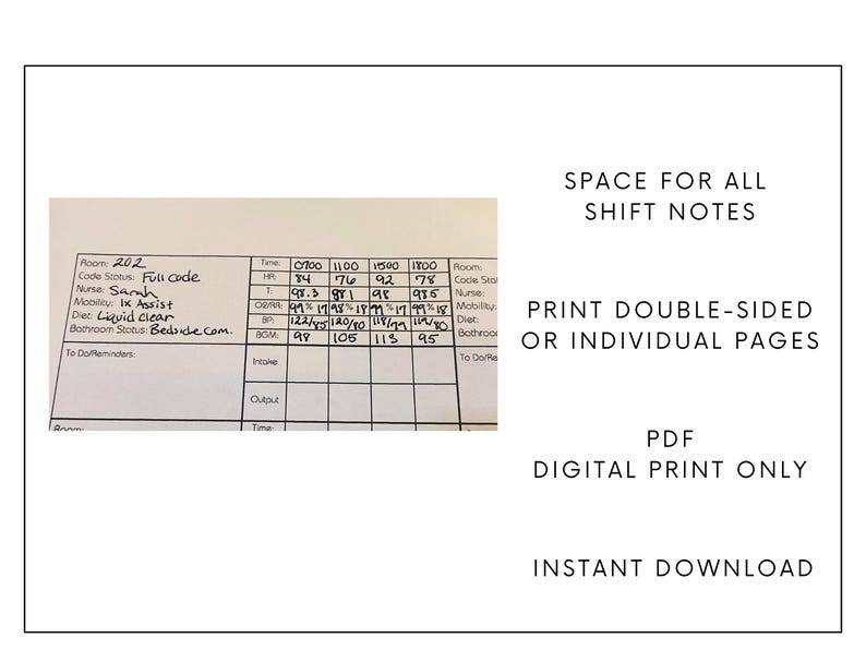6 Patient Cna/pct/tech Report Sheet, Shift Organizer and Planner ...