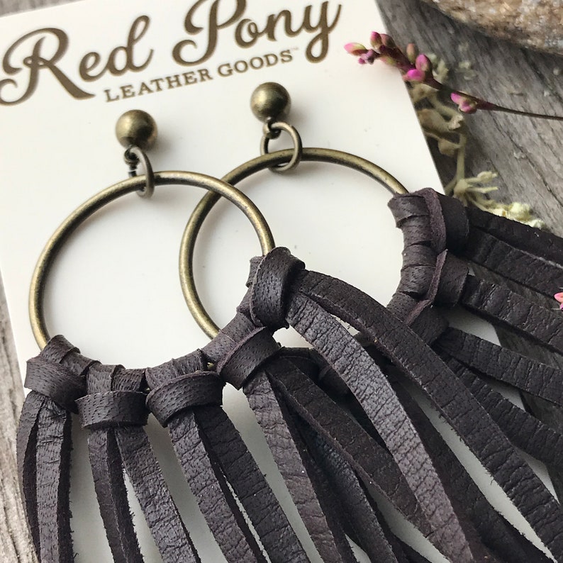 Extra Long Leather Chocolate Brown Buckskin Fringe Earrings - Etsy