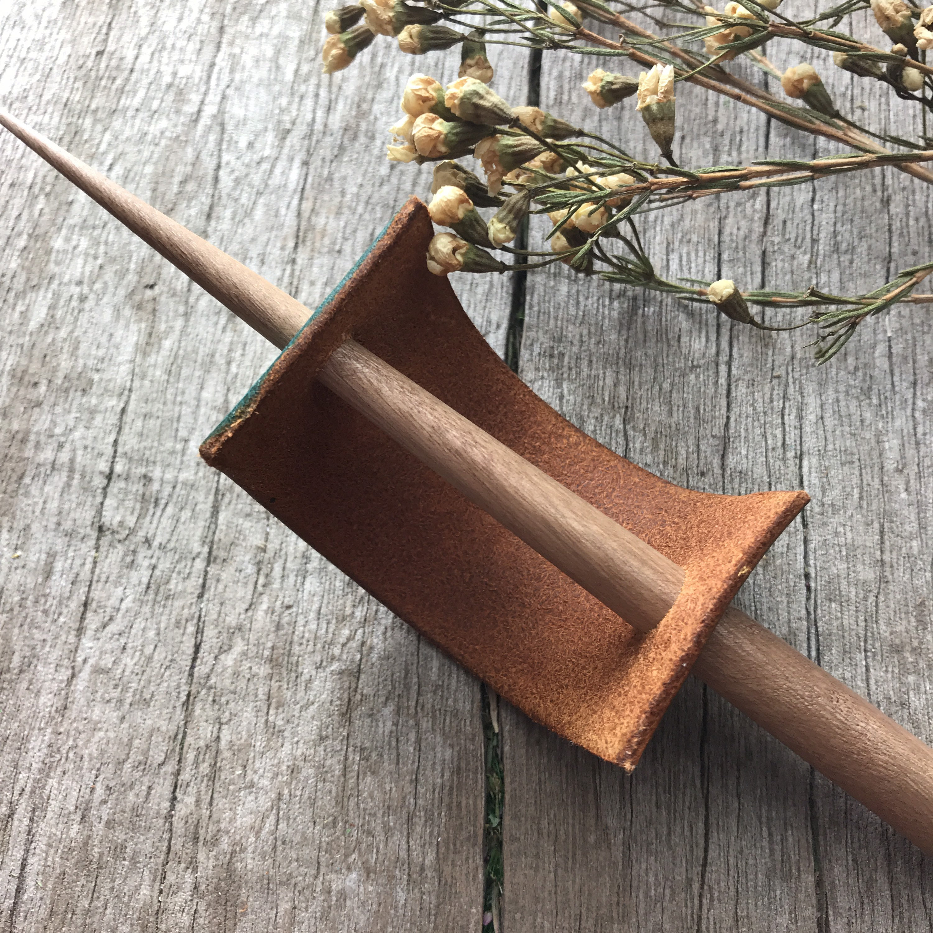 Hand Tooled Leather Hair Slide Barrette Turquoise and Caramel - Etsy