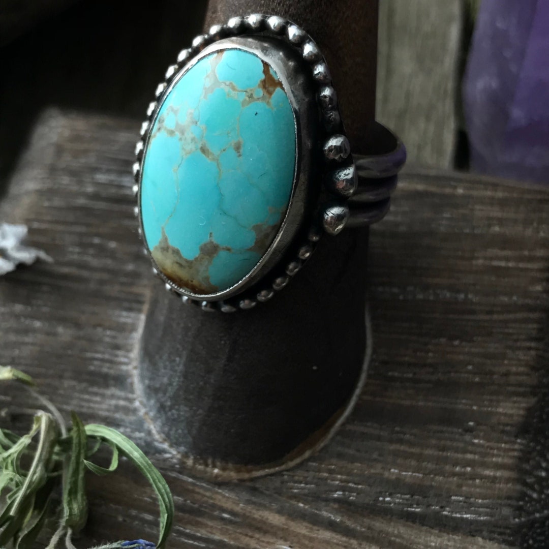 Turquoise and Sterling Silver Ring - Etsy