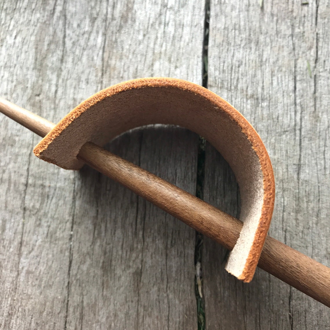 Hand Tooled Leather Hair Slide Barrette Caramel Brown Rustic | Etsy