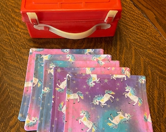 Unicorn Girls Cloth Napkins Set Lunch Box Napkin Rainbow Kids Napkin ...
