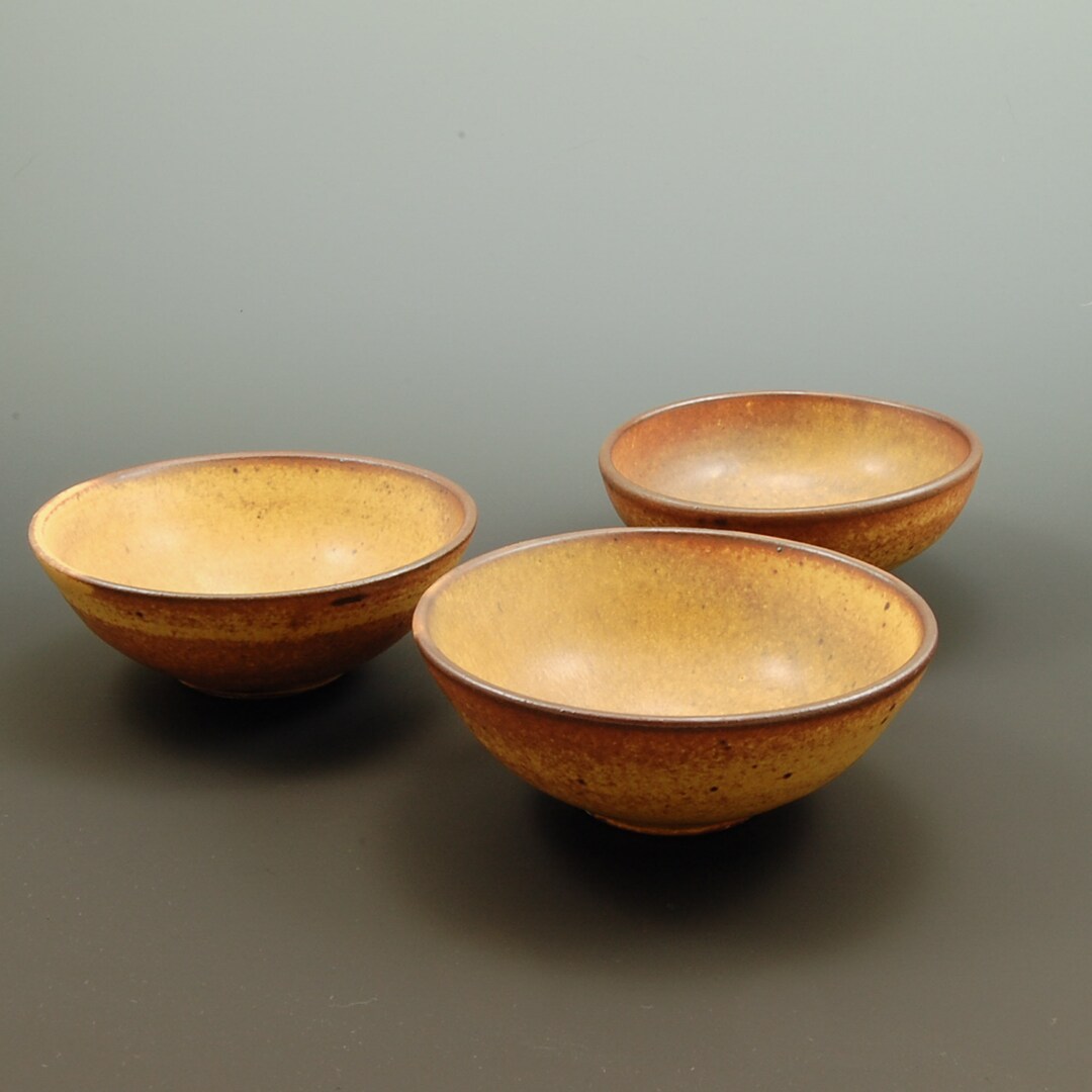 Little 4" Ceramic Bowls / Set of 3 Yellow Small Bowls / Modern Rustic ...