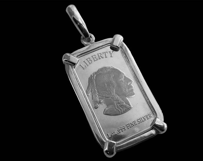 Coin Bezel and One Ounce .999 Silver Bar. Coin Pendant in Sterling ...