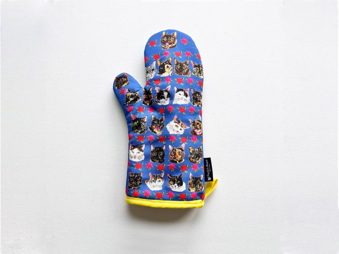 Cat Oven Mitt -LADIES - FLOWERS- Tortoiseshell & Calico Cats Oven Mitt ...