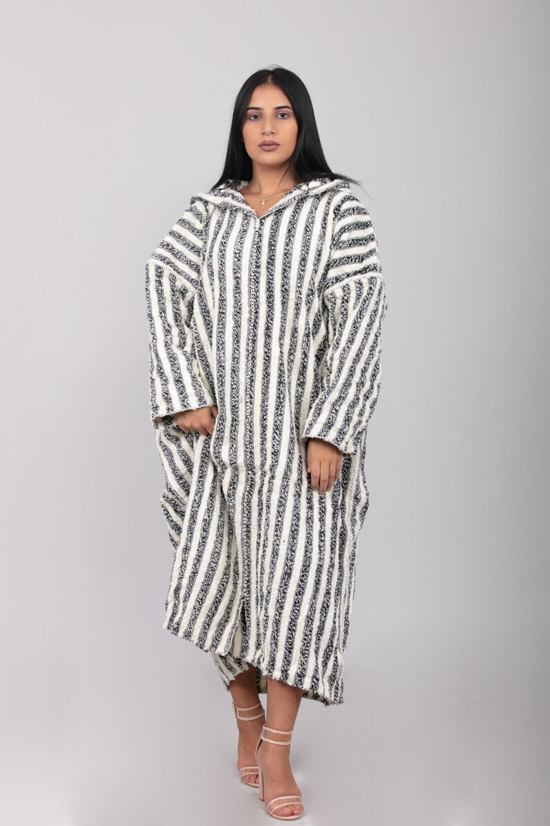 Striped Djellaba Cardigan Wool Dress Women Berber Clothing | Etsy