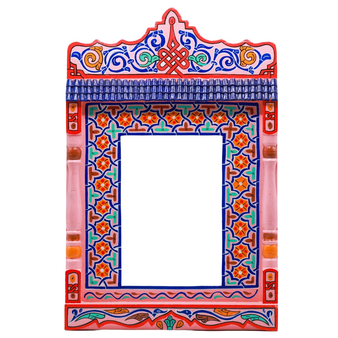 Colorful Black Hand Painted Bathroom Mirror Large Moroccan - Etsy