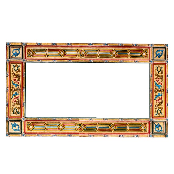 Horizontal Leaning Yellow Mirror Frame Hanging Wooden Frame - Etsy