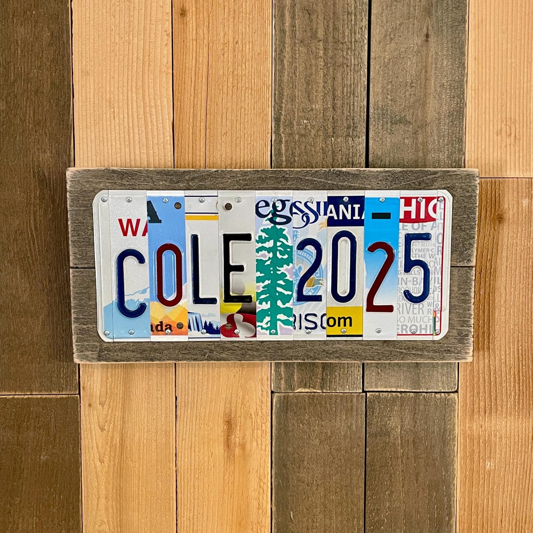 Custom Graduate and Year College Name Sign | Custom License Plate Sign ...