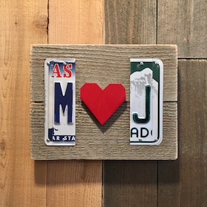 Custom Initials HEART License Plate Sign Unique Anniversary Gift for ...