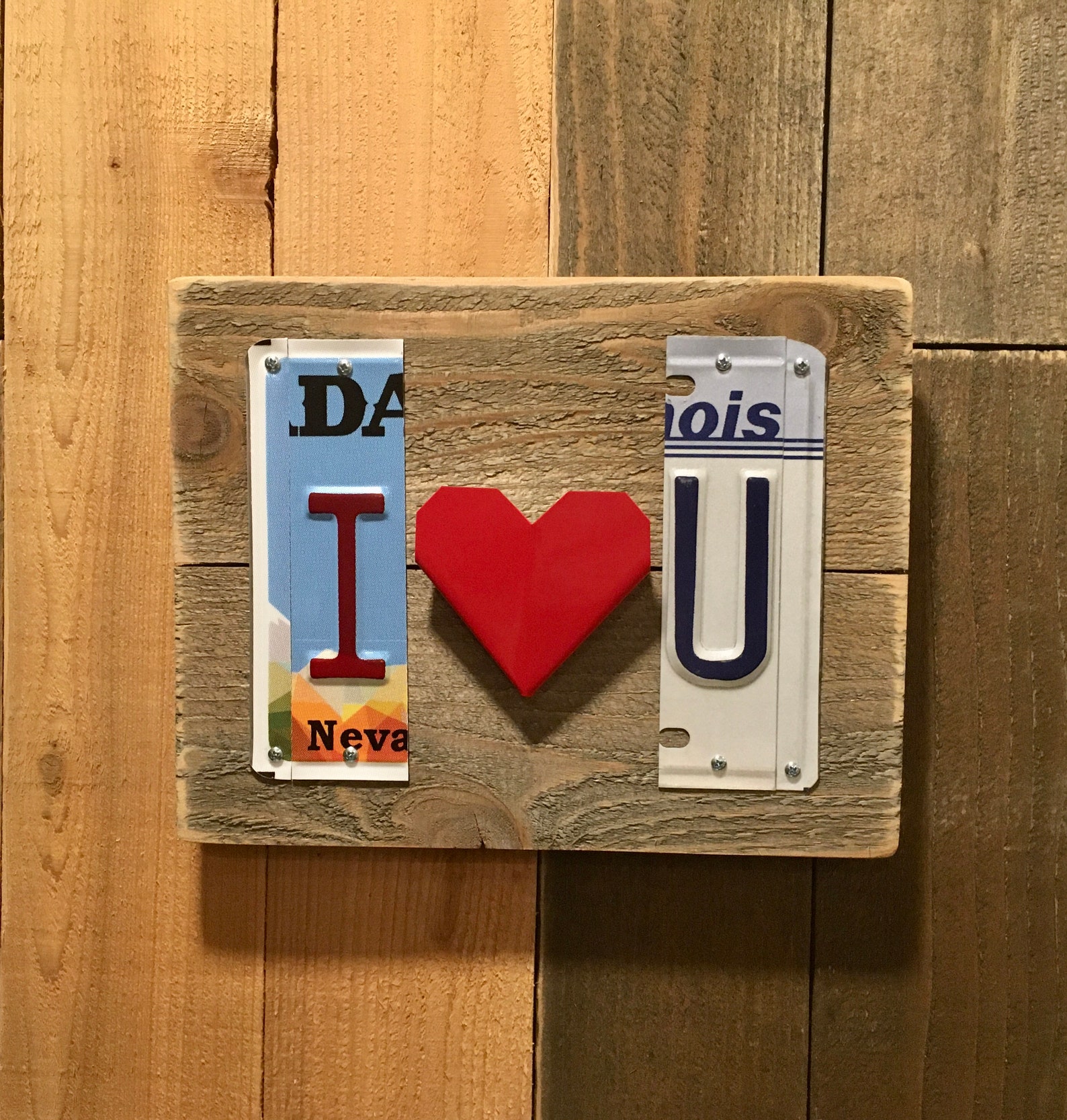 Custom License Plate Initials With Red Folded Heart Unique - Etsy