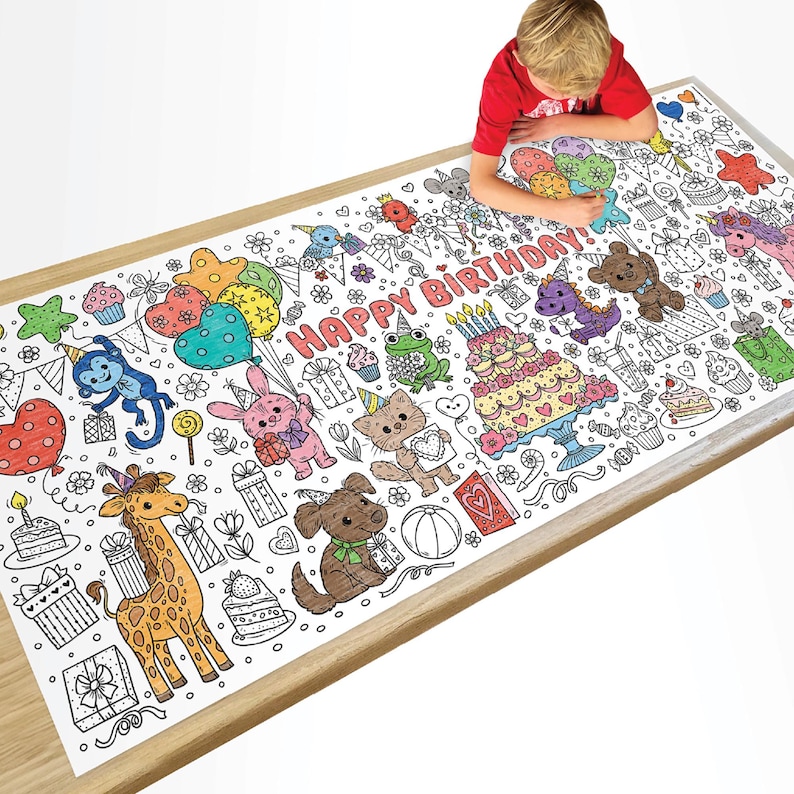 Giant Birthday Coloring Tablecloth: Party Activity, 30" X 72" - Etsy