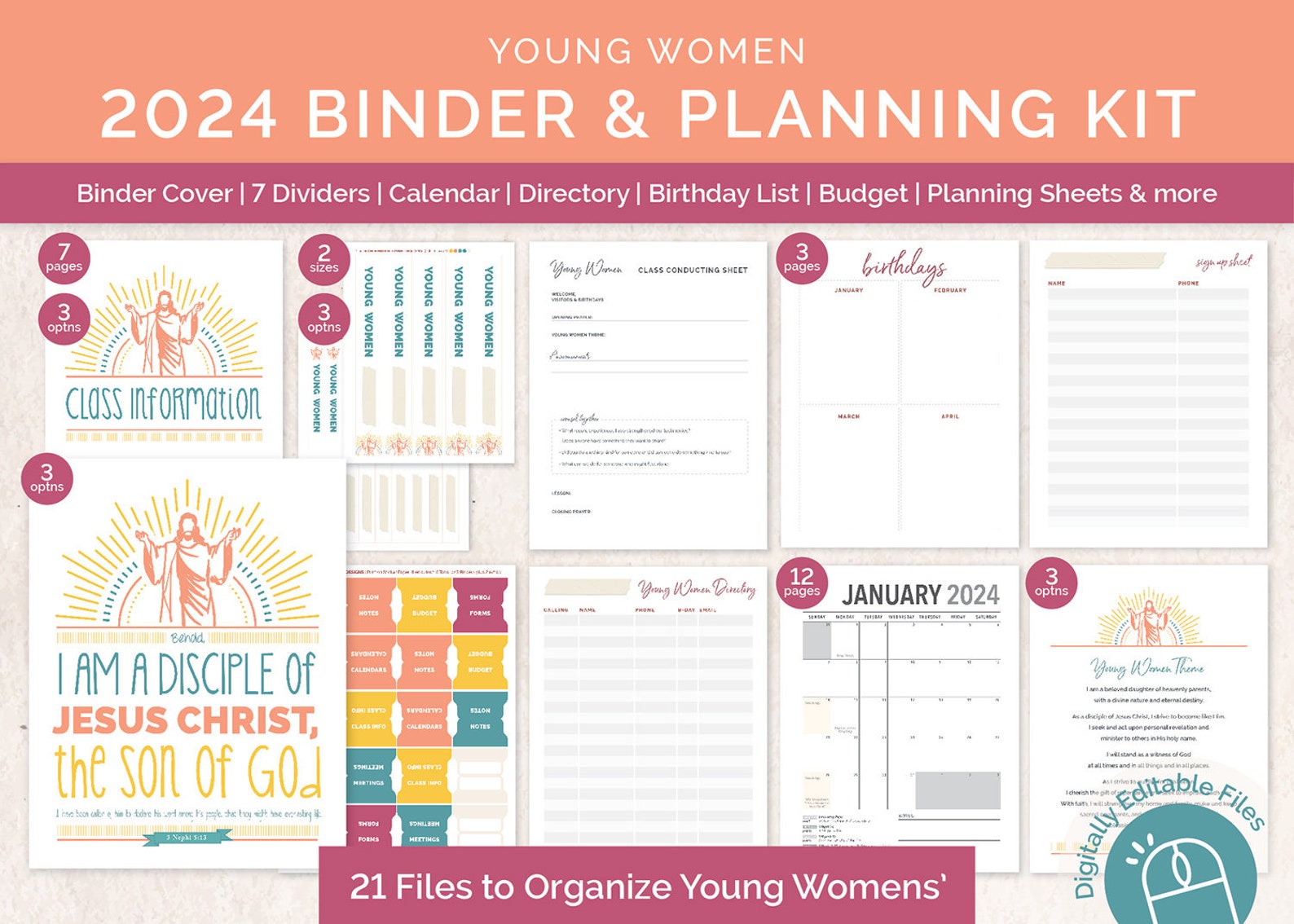 LDS 2024 Young Women Planner Printable, I Am a Disciple of Jesus Christ ...