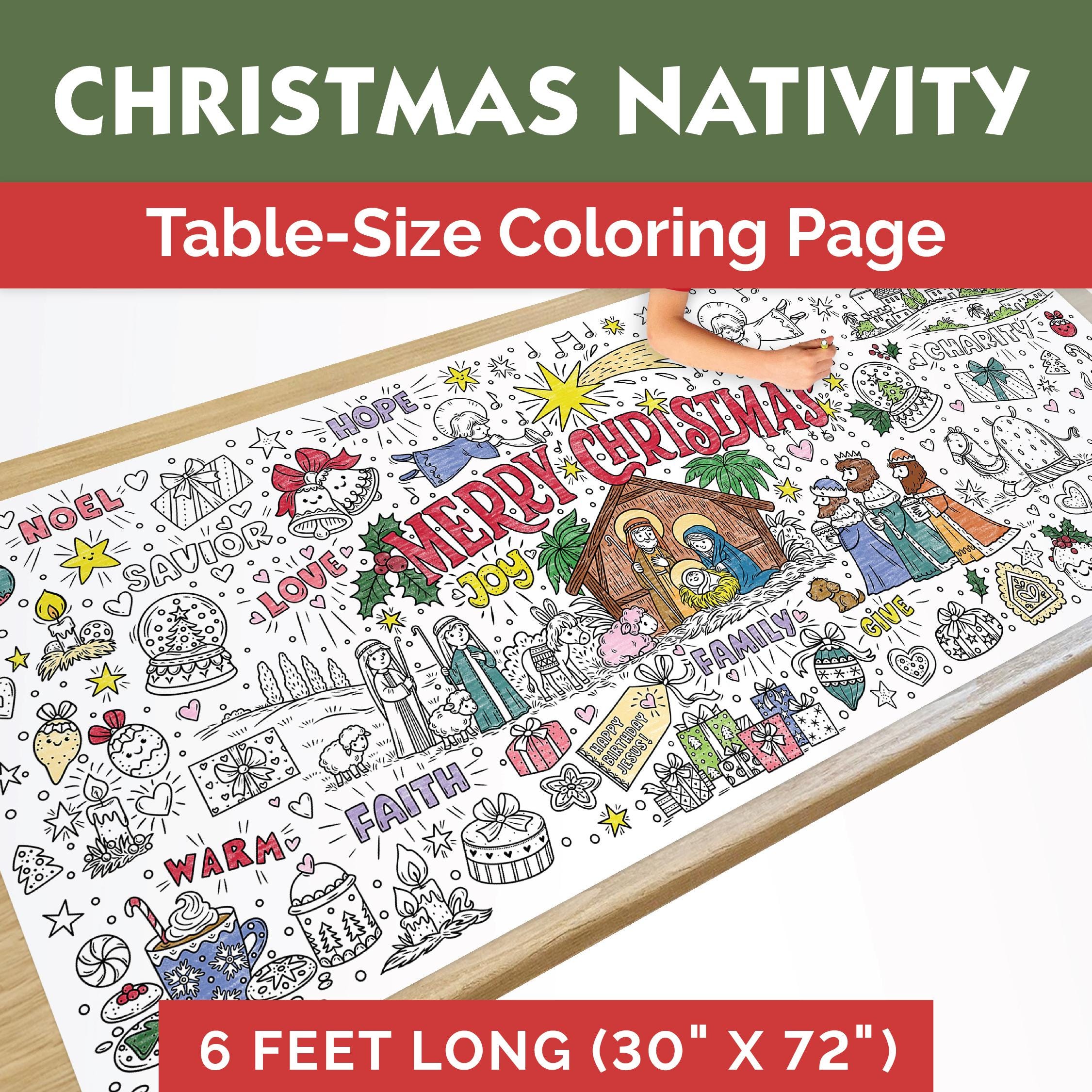 Nativity Christmas Coloring Poster or Table Cover | Perfect for Family ...