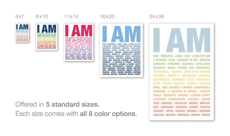 I Am Poster Positive Affirmations for Kids Motivational - Etsy