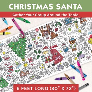 Santa Christmas Coloring Poster or Table Cover Perfect for Family ...