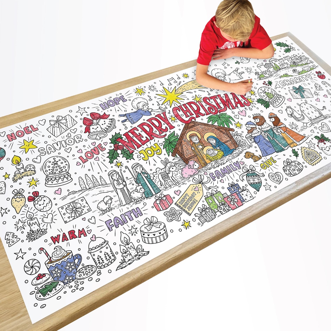 Nativity Christmas Coloring Poster or Table Cover | Perfect for Family ...