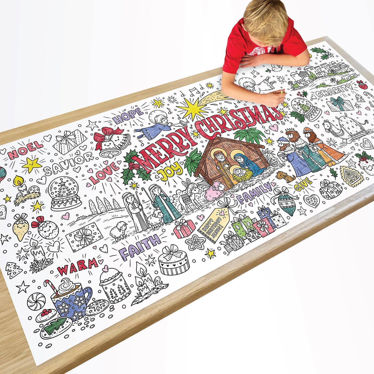 Nativity Christmas Coloring Poster: Table Cover Activity (30" X 72") - Etsy