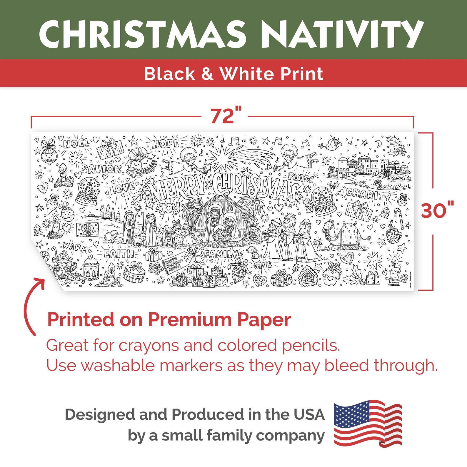 Nativity Christmas Coloring Poster: Table Cover Activity (30" X 72") - Etsy