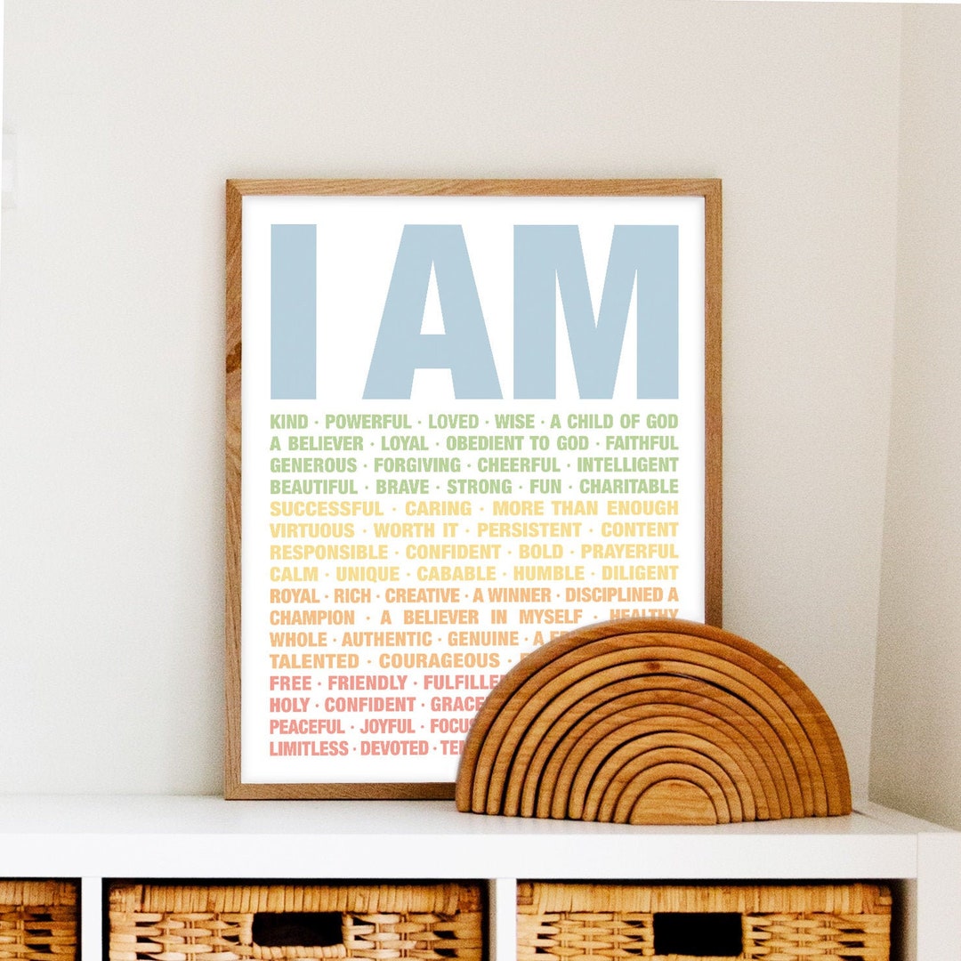 I Am Poster, Positive Affirmations for Kids, Motivational Poster ...