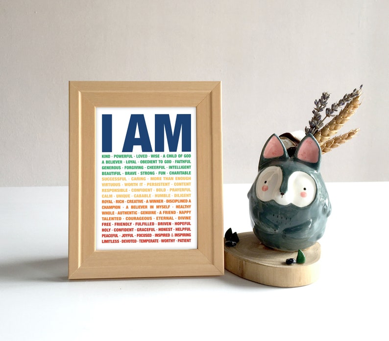 I Am Poster Positive Affirmations for Kids Motivational - Etsy