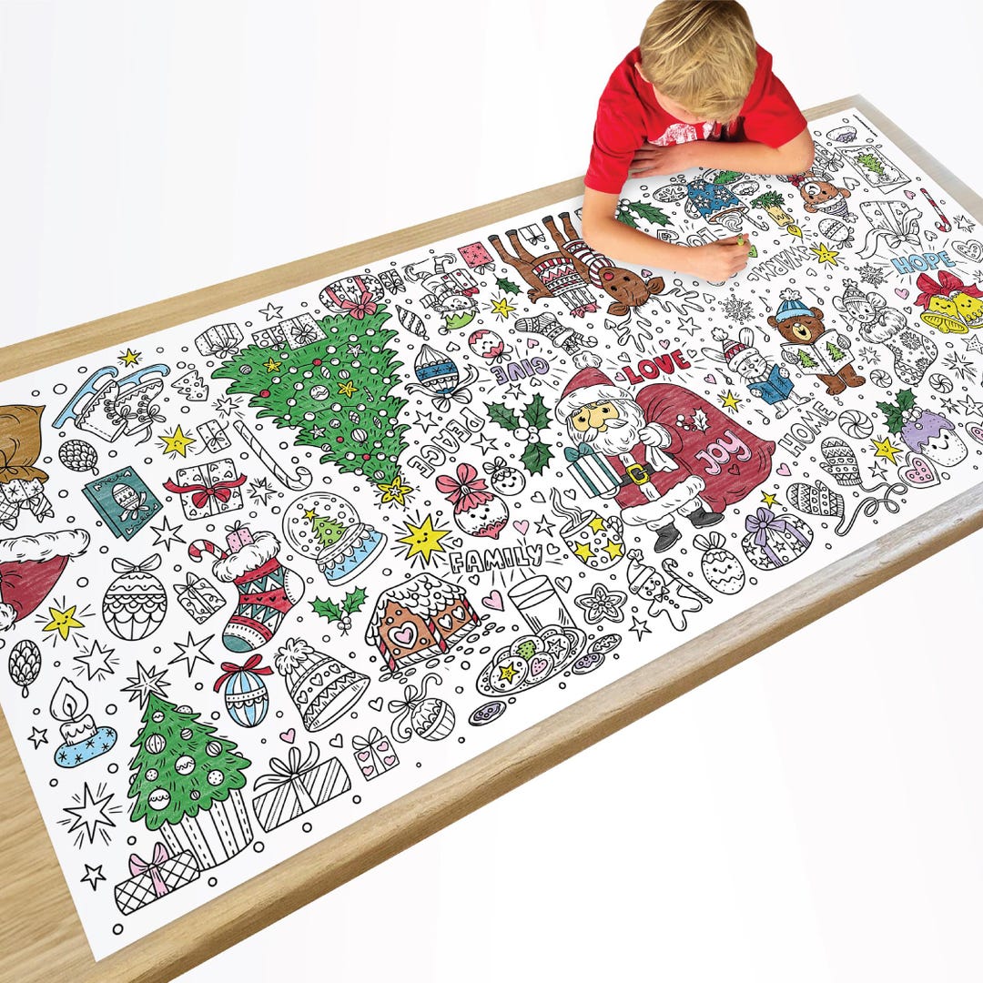 Santa Christmas Coloring Poster or Table Cover | Perfect for Family ...