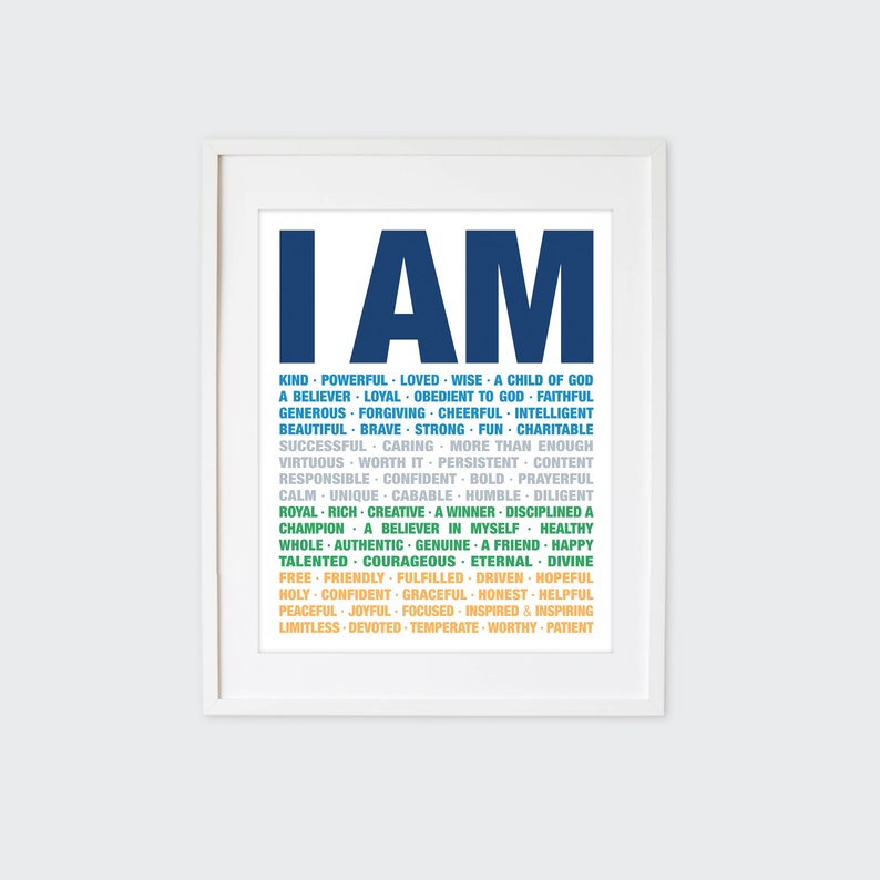 I Am Poster Positive Affirmations for Kids Motivational - Etsy