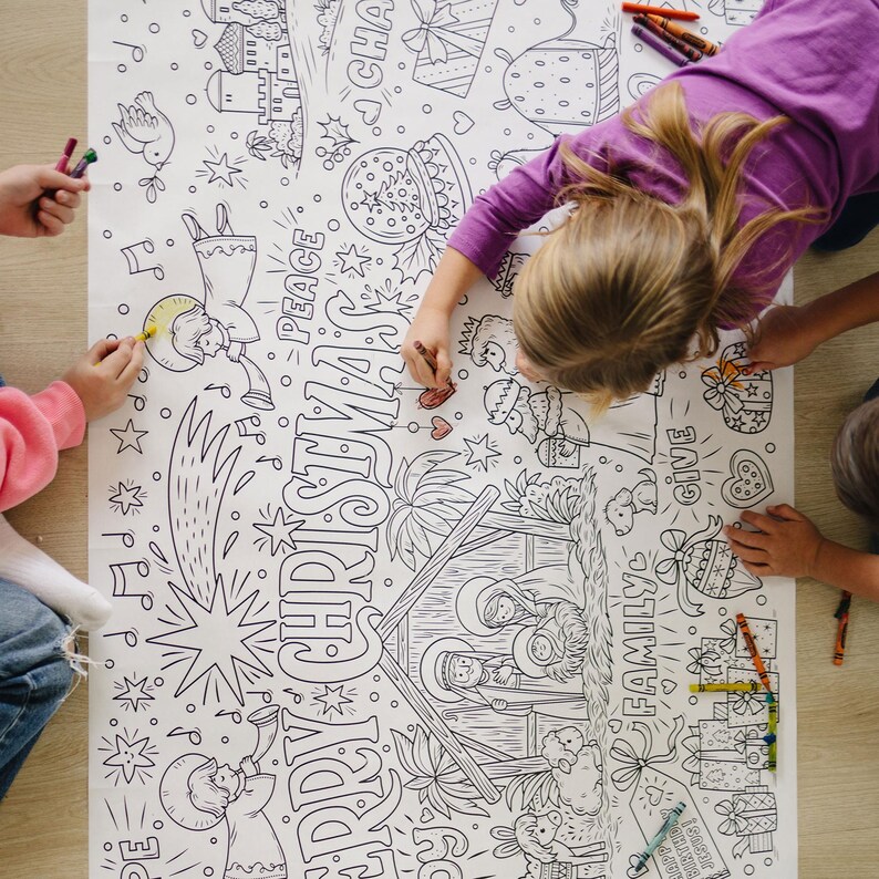 Nativity Christmas Coloring Poster: Table Cover Activity (30" X 72") - Etsy