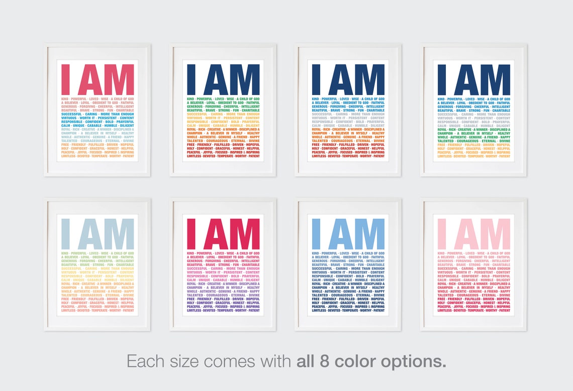 I Am Poster Positive Affirmations for Kids Motivational - Etsy