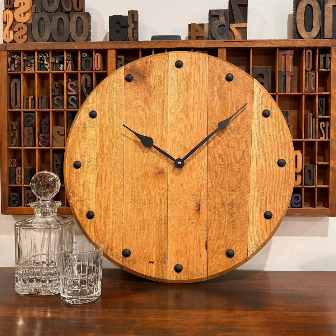 Custom Bourbon Barrel Lid Clock: Rustic Home Bar Decor - Etsy