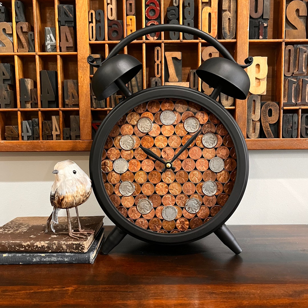Tabletop Clock: Banker Gift, Coin Collector Gift, Lincoln Pennies ...