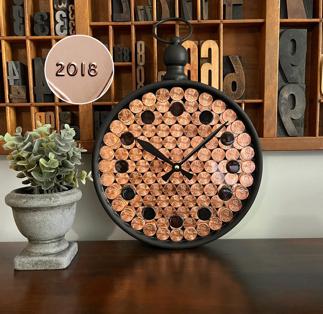 7th Anniversary Copper Penny Clock: Unique 2018 Anniversary Gift - Etsy ...