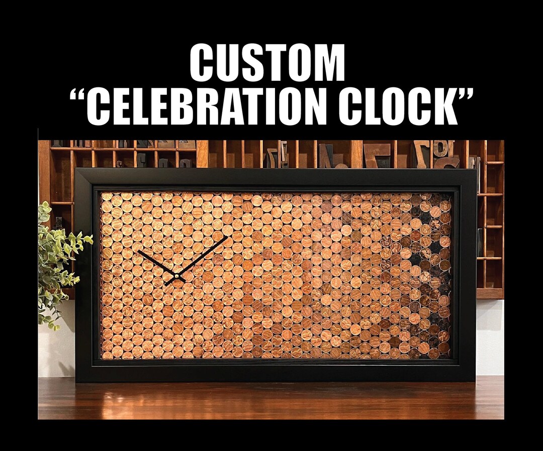 Custom Penny Anniversary Clock: Copper Ombre Wall Art, Memorial Gift ...
