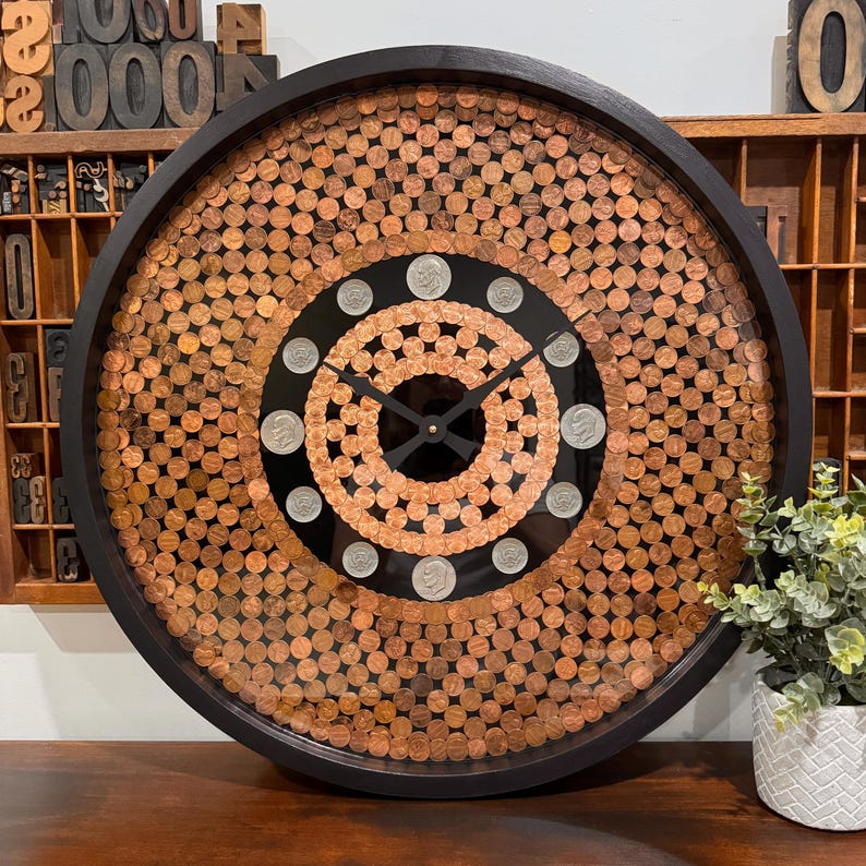 Copper Penny Large Wall Clock: Coin Collector Gift, Banker Gift - Etsy