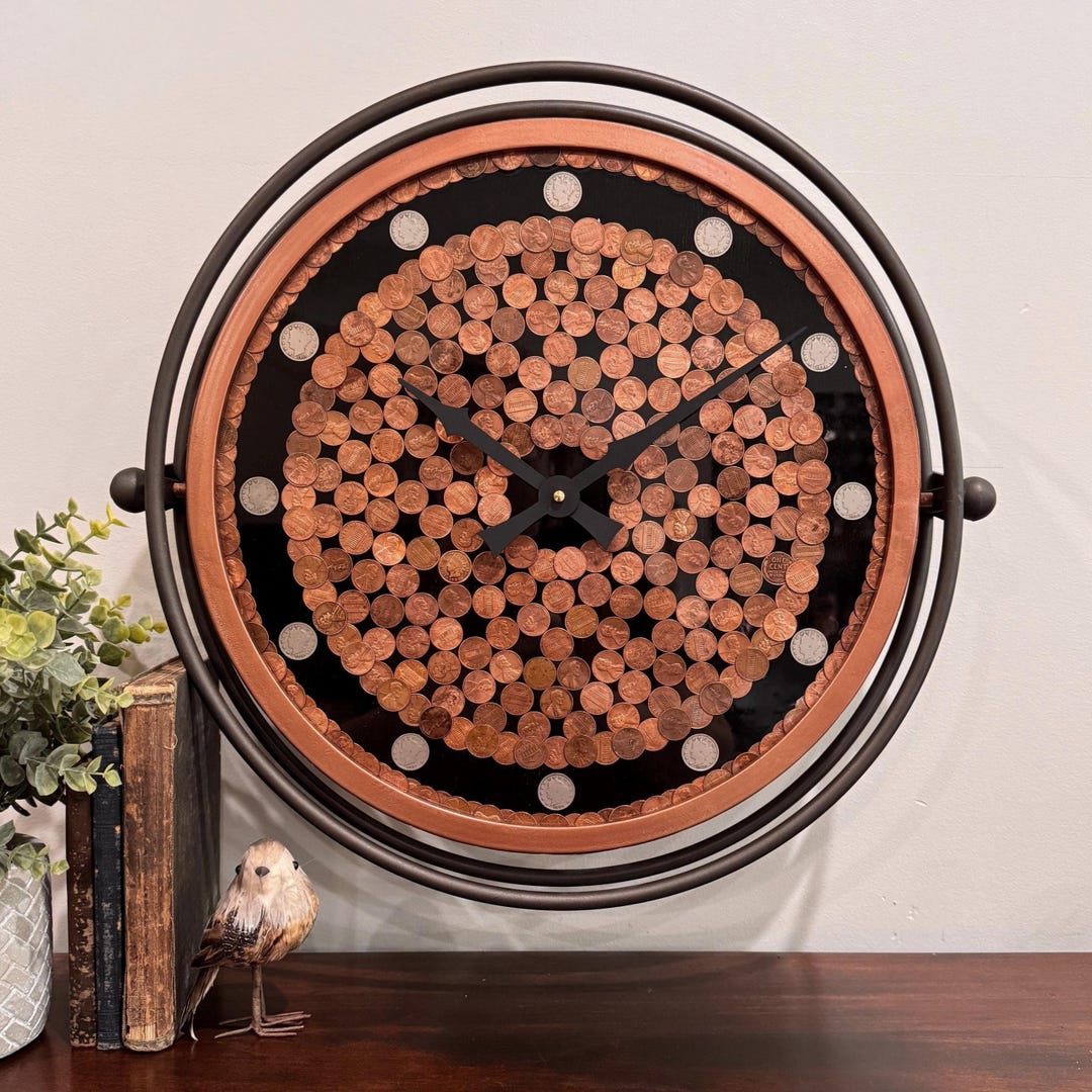 Copper Wall Clock: - History Gift, Banker Gift, Lincoln Pennies ...