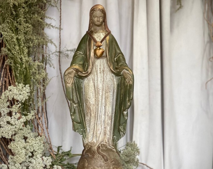 Virgin Mary Cement Statue Etsy