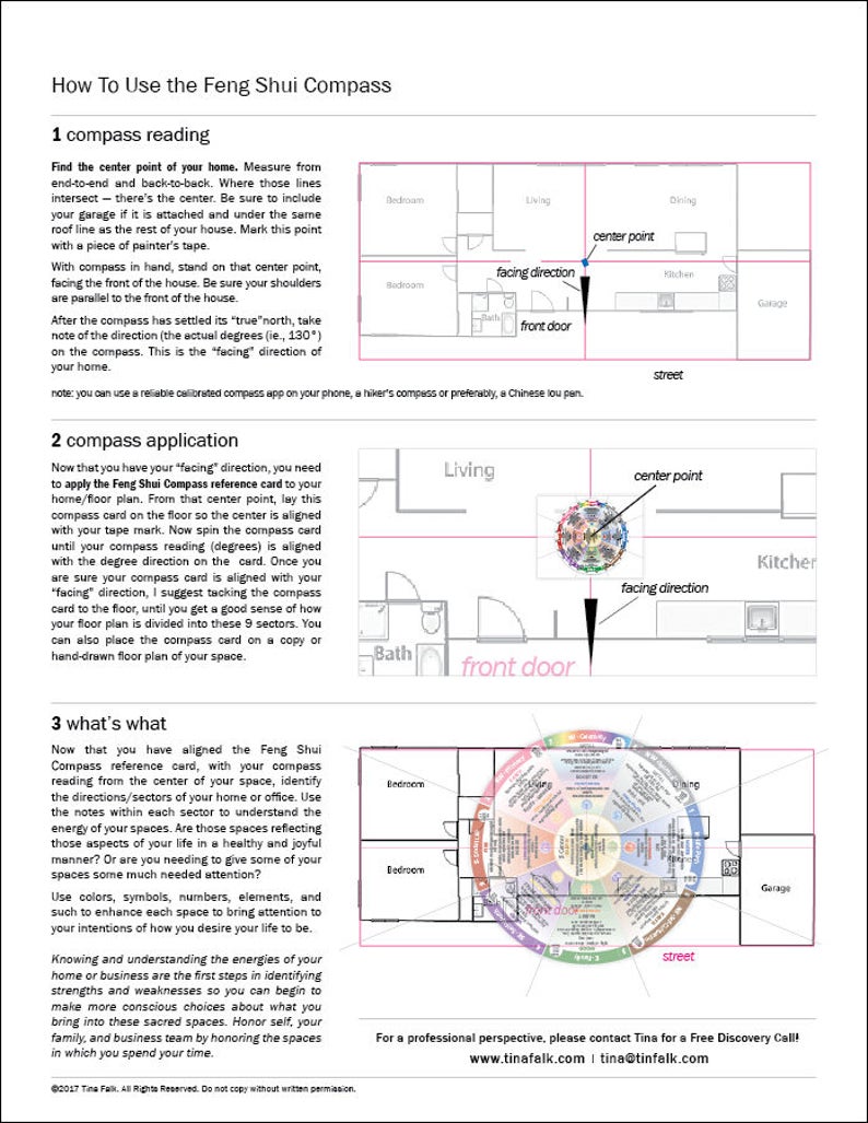 Feng Shui - Northern Hemisphere Compass Reference Card - Etsy