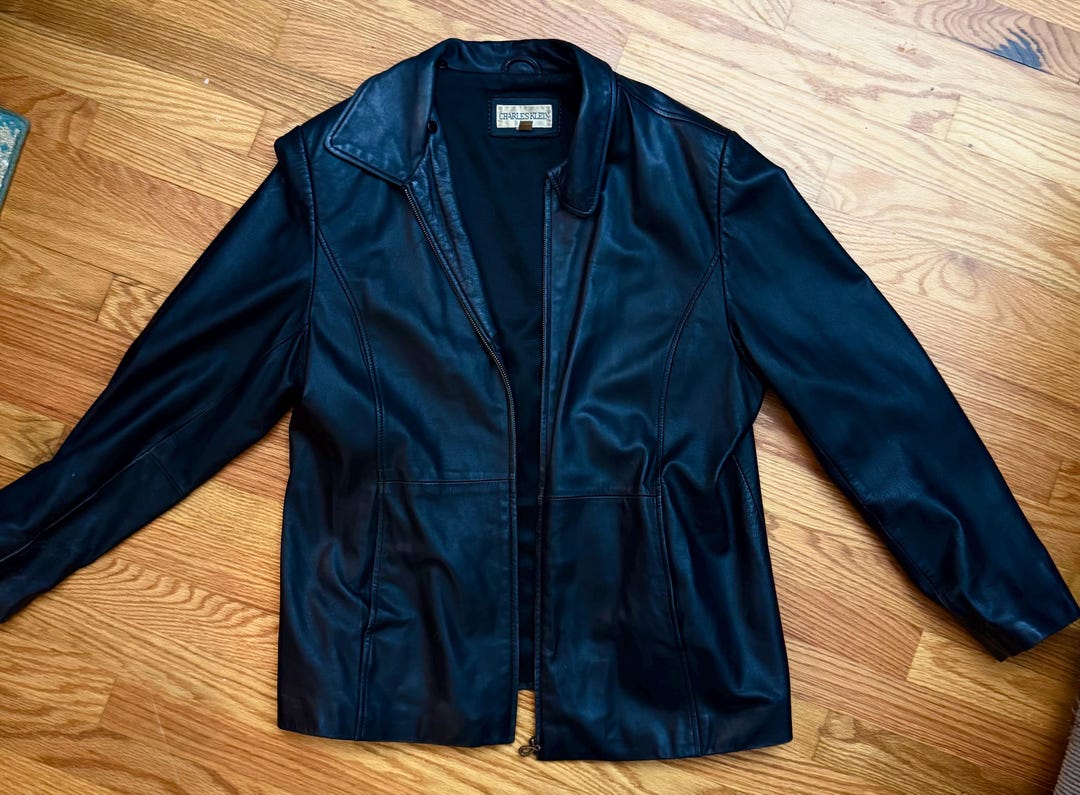 Vintage Charles Klein Retro Leather Jacket Coat Size XL - Etsy